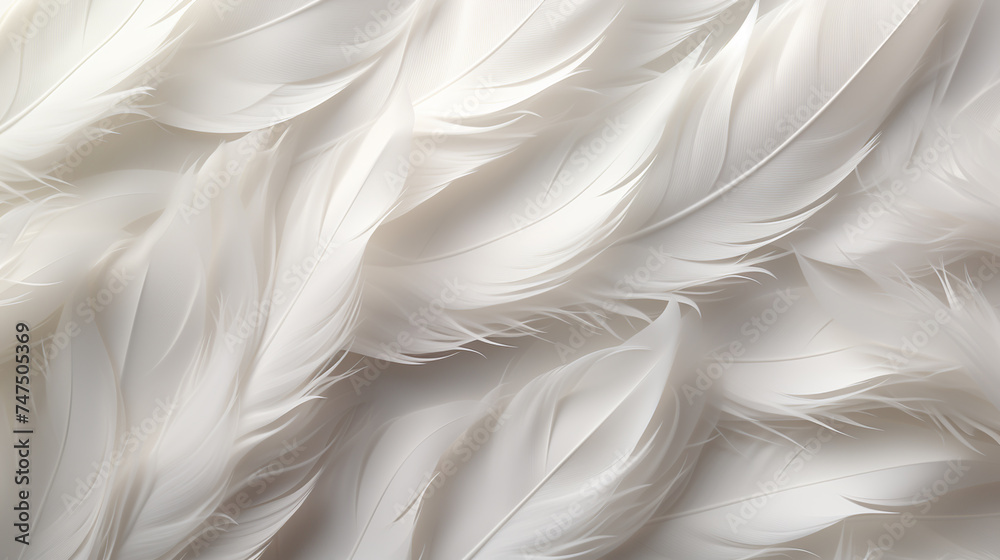 Beautiful fluffy white feather, abstract feather on white background ...