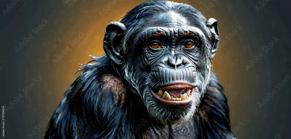 a close up of a monkey's face with it's mouth open and it's eyes wide ...
