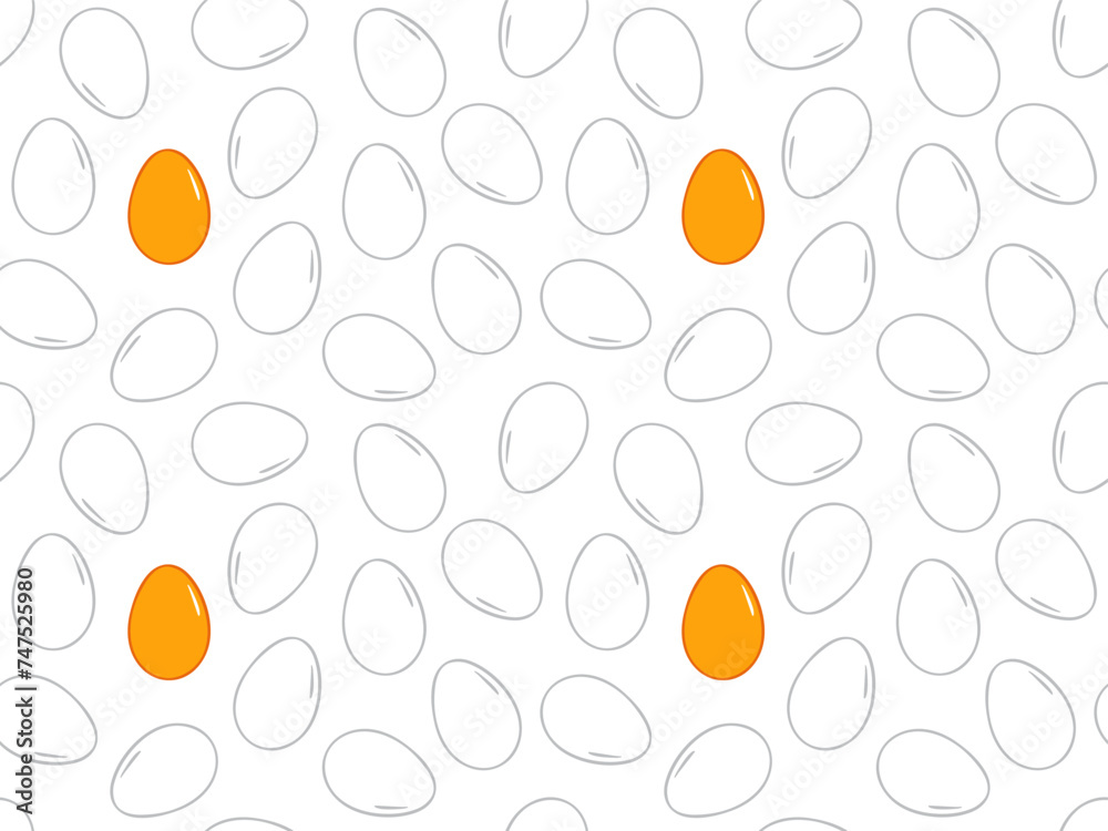 White and golden eggs seamless pattern. Bright egg texture, top view ...