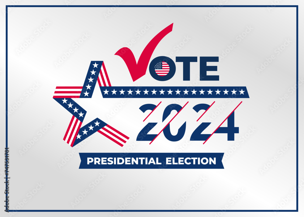 Vote 2024 symbols. USA Presidential Election 2024. Check mark icon ...