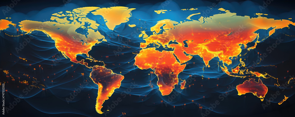 World map continent with weather forecast Stock Illustration | Adobe Stock