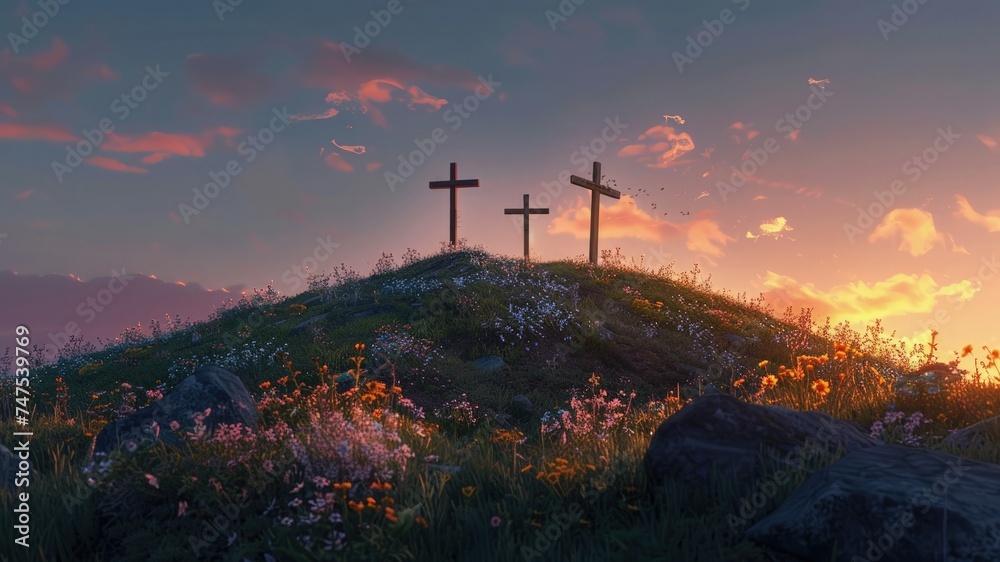Iconic Good Friday moment: Three rugged crosses atop the highest hill ...