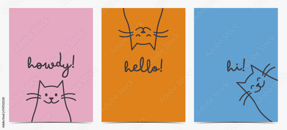 Howdy, hi, hello - set of greeting cards, posters, templates, labels ...