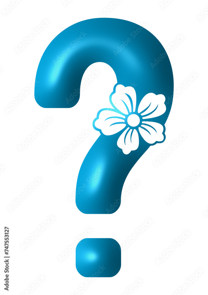 question mark - font symbol - blue color with engraved typical Hawaiian ...