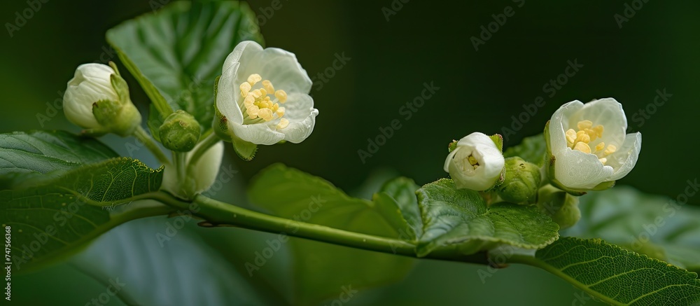 This close-up photo showcases the intricate details of a flower on a ...
