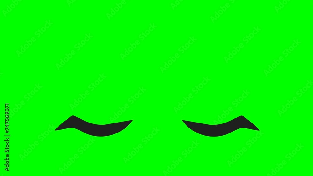 Cartoon simple blinking looking angry eyes on green screen insert ...