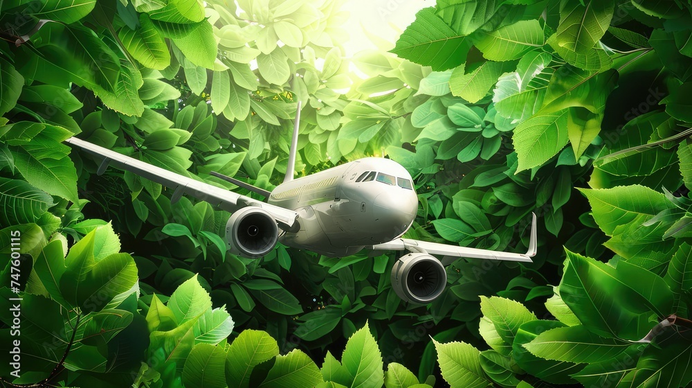 Airplane Amidst Leaves: A Symbol of Decarbonization and Biofuel in ...