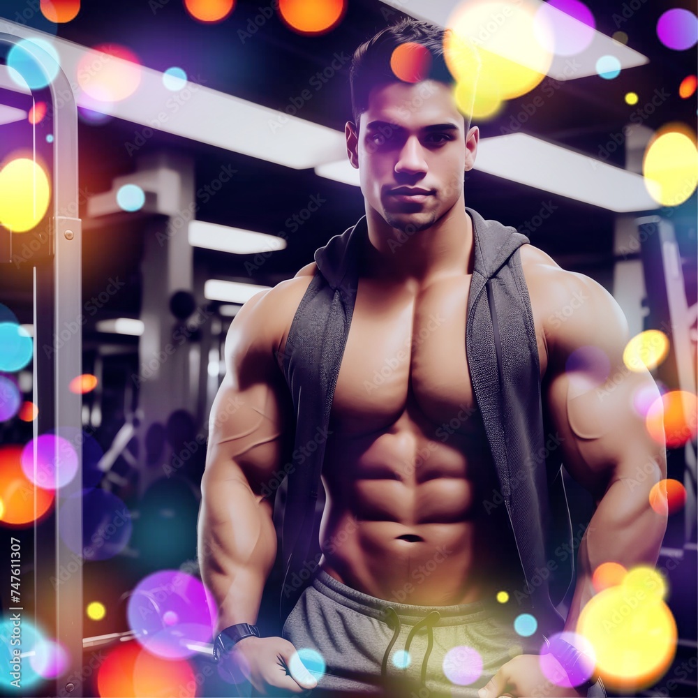 Bodybuilder Fitness Body Muscle Fit adult. A confident bodybuilder in ...