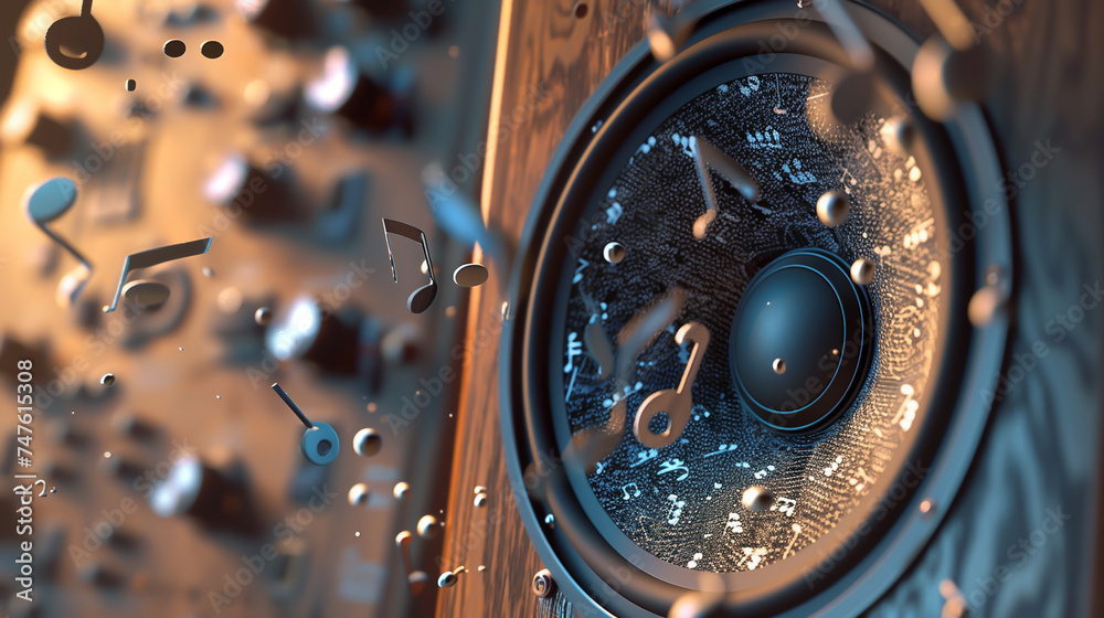 Photorealistic rendering of a high-fidelity speaker blending seamlessly ...