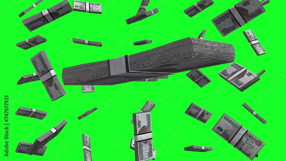 Egyptian pounds Banknote Falling Animation Green Screen Effects Stock ...