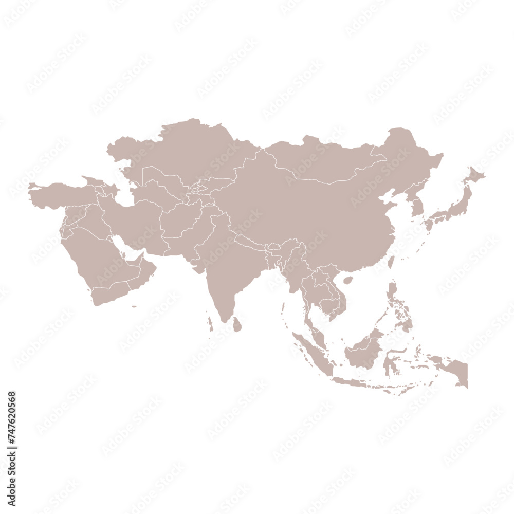asia color map background with states. map isolated on white background ...