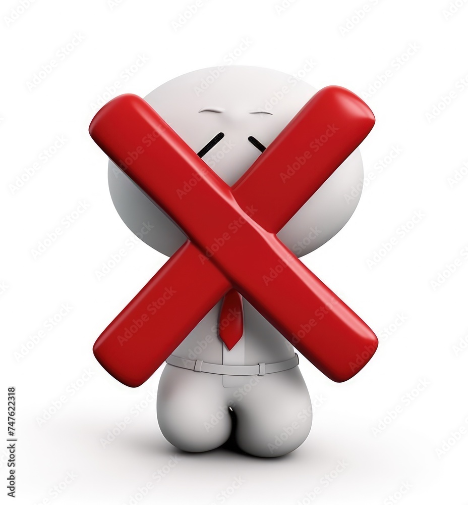 Banning entry: a 3d prohibition concept with a red x sign, a virtual ...