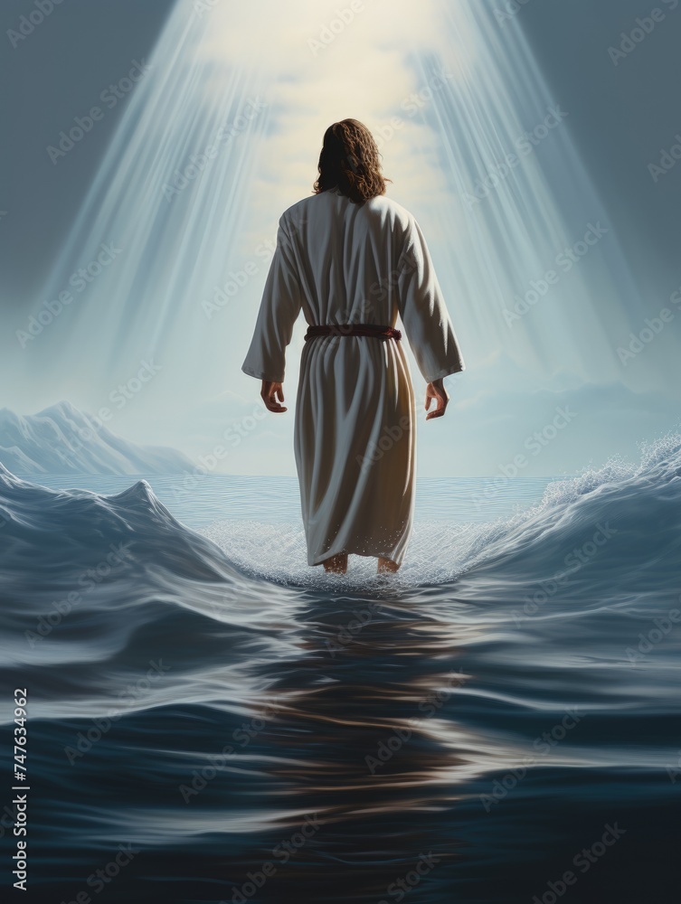 In this iconic image, Jesus Christ defies the natural order, gracefully ...