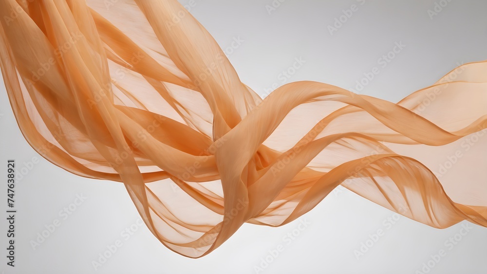 Flying orange sheer fabric. Texture, background, pattern, template. 3D ...