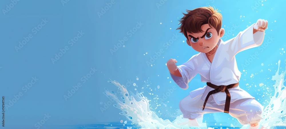 Karate martial arts tae kwon do dojo clipart cartoon Boy Stance Stock ...