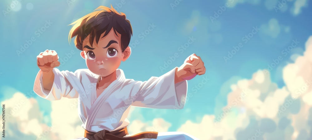 Karate martial arts tae kwon do dojo clipart cartoon Boy Stance Stock ...