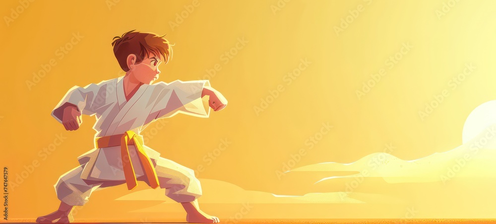 Karate martial arts tae kwon do dojo clipart cartoon Boy Stance Stock ...