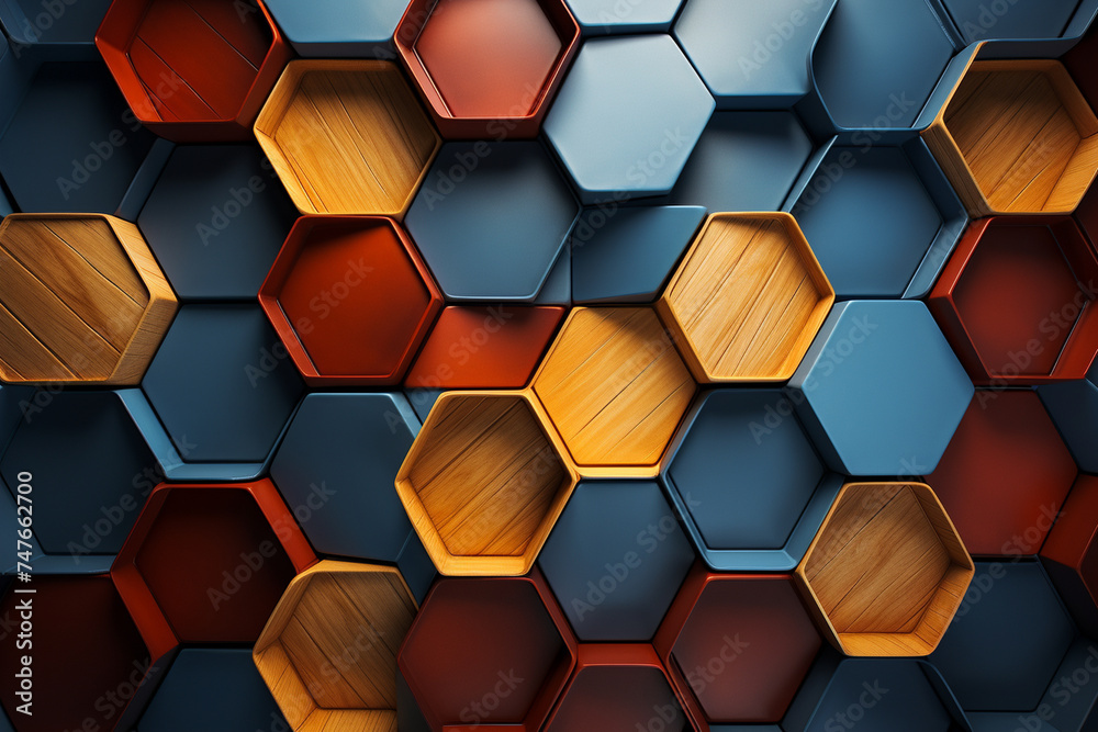 Visualize a tessellation of hexagons, their regular shapes seamlessly ...