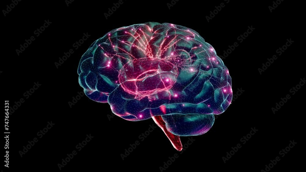 Vidéo Stock Brain digital and electric current or thunder moves ...