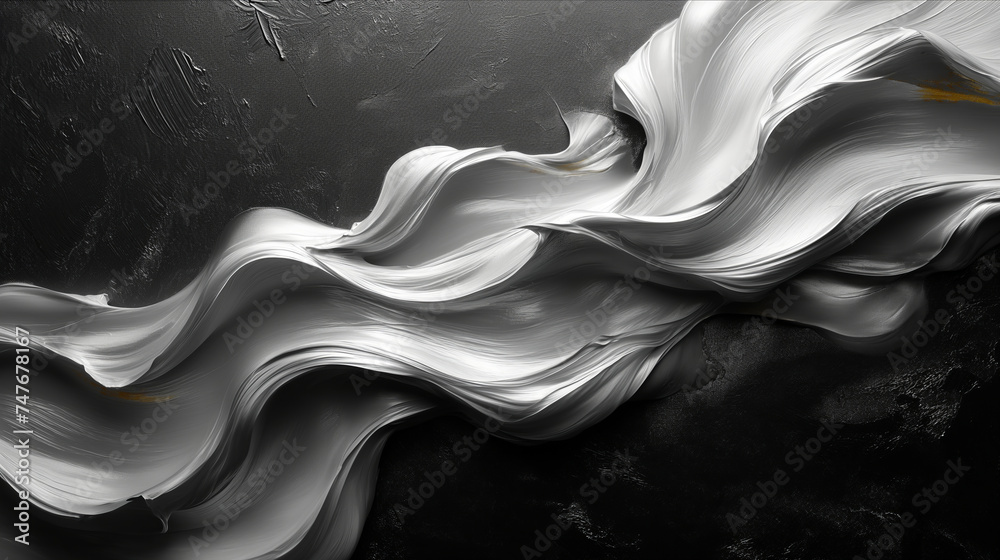 Abstract silver black acrylic painted fluted 3d painting texture luxury ...