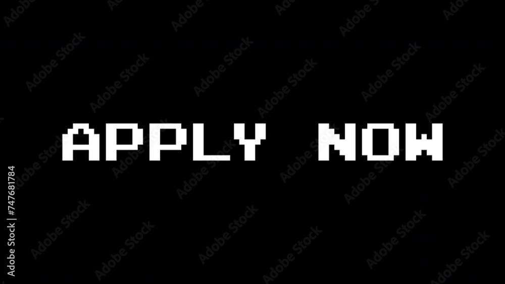 Apply Now text animation with a glitch effect. Cyberpunk text with an ...