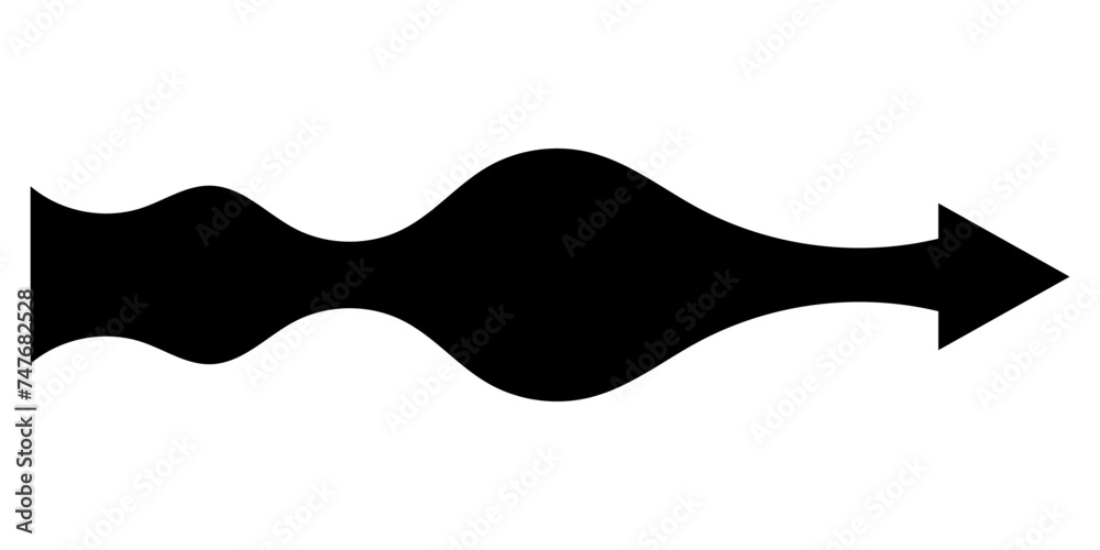 Black wave line arrow stripe series. Horizontal wave line arrow Stock ...