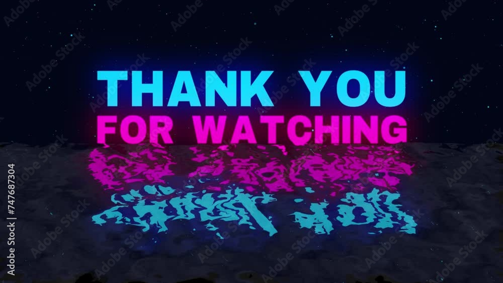 Thank You For Watching 80s retro neon glow cyberpunk color text Intro ...