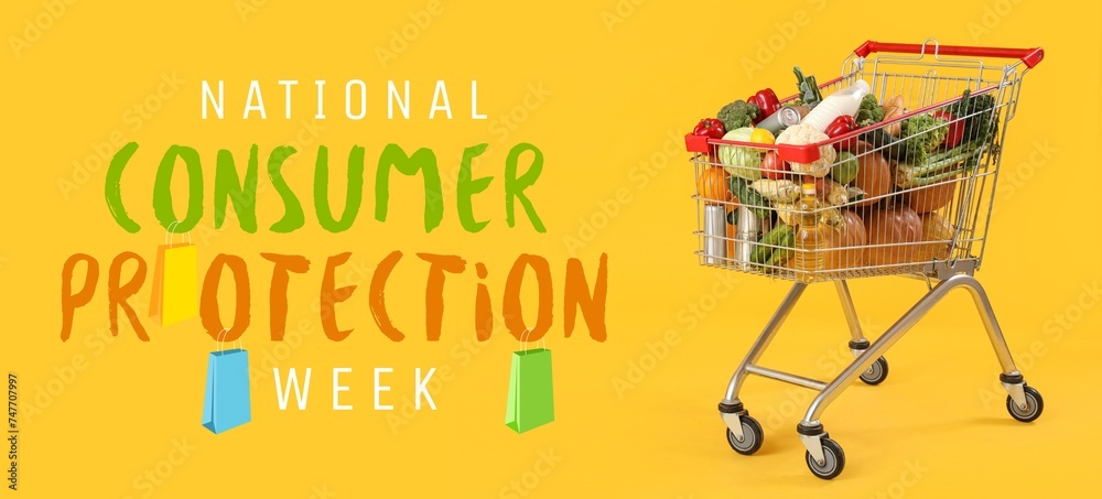 Banner for National Consumer Protection Week with shopping cart full of ...