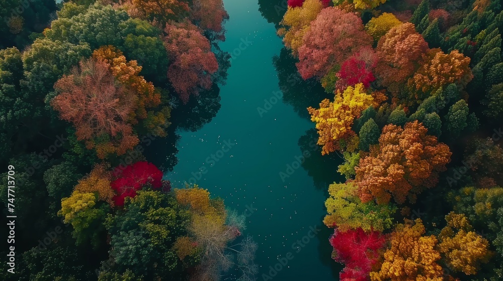 temperate deciduous forest, autumn, pine forest, forest, stream, rivers ...