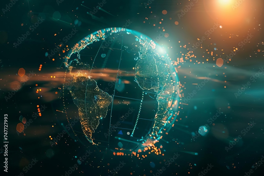 Futuristic global connections with a stylish cgi world globe ...