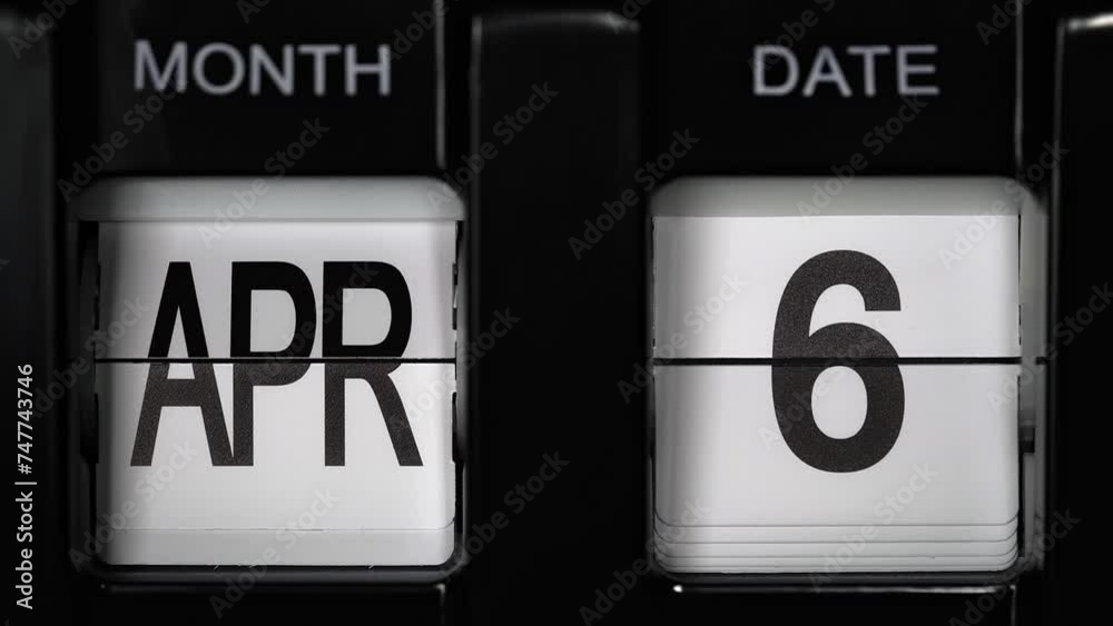 retro flip calendar with a date change from the fifth of April to the ...