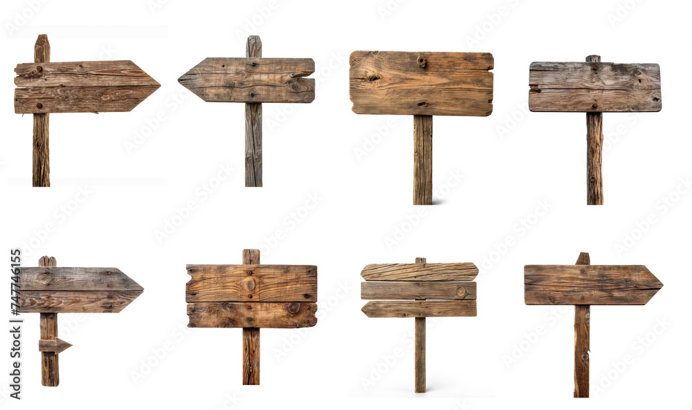 new wooden sign with direction arrow sign a light wooden sign on a long ...