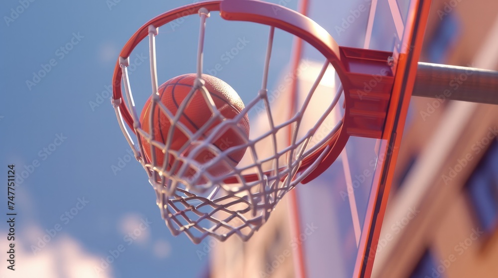 Detail the satisfying swish sound as the basketball cleanly passes ...