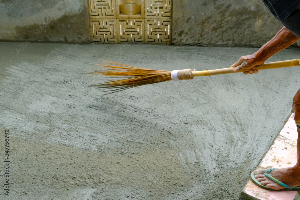 Industrial Photography. Construction Works. Photo of a hand sweeping ...