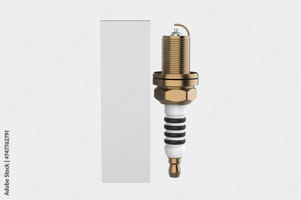 Box With Spark Plug Mockup Isolated On White Background. 3d ...