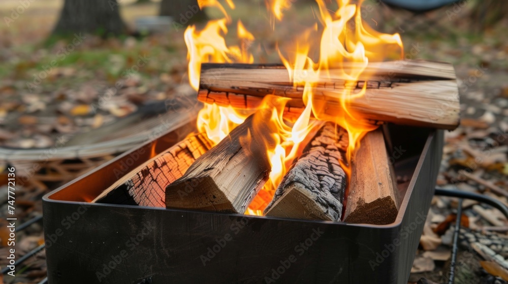 Intense flames burning within a metal container, creating a striking ...