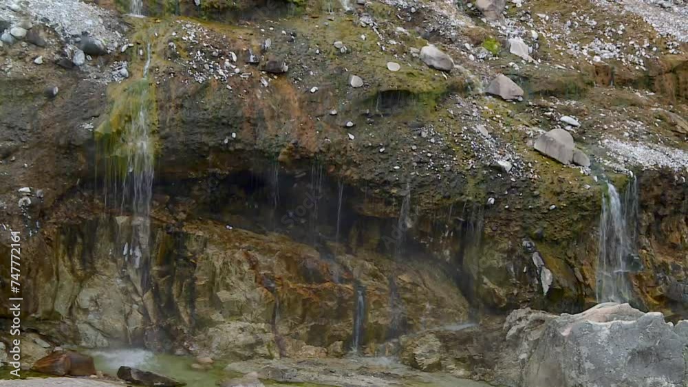 Water Dripping On Boulders With Fog. Hot Springs In Boise National ...