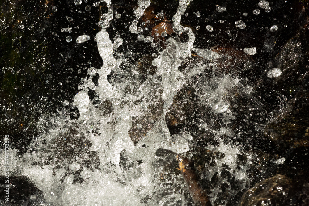 High shutter speed reveals patterns in a splashing waterfall. Stock ...