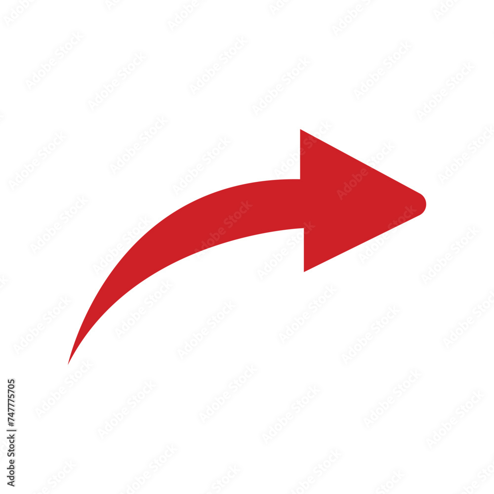 simple red arrow illustration. red arrow icon on white background ...