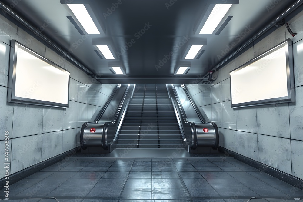 Subway Station Entrance with Elevators and Escalators in Realistic ...