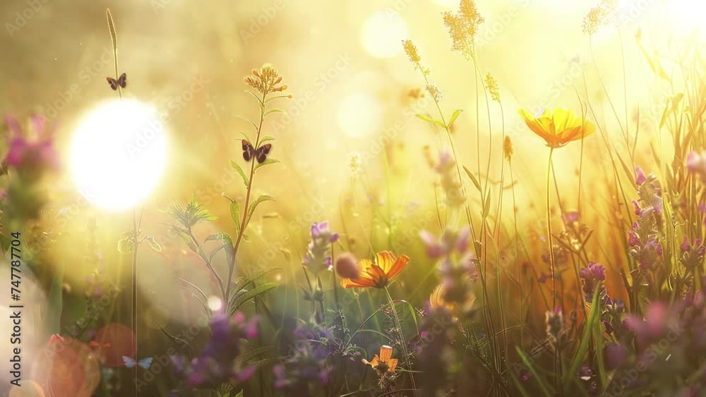 nature background with wild flowers . seamless looping overlay 4k ...