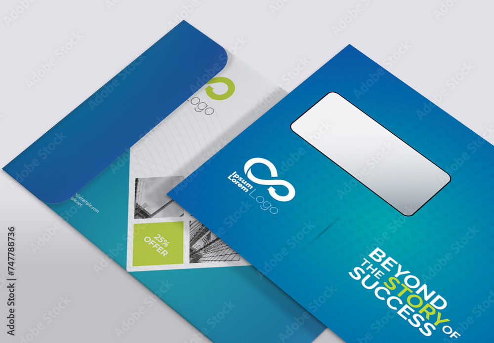 Blue Accent Clean Business B5 Envelope Stock Template | Adobe Stock