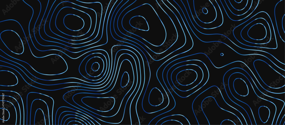 Abstract outline topographic contour map background. Dark texture ...