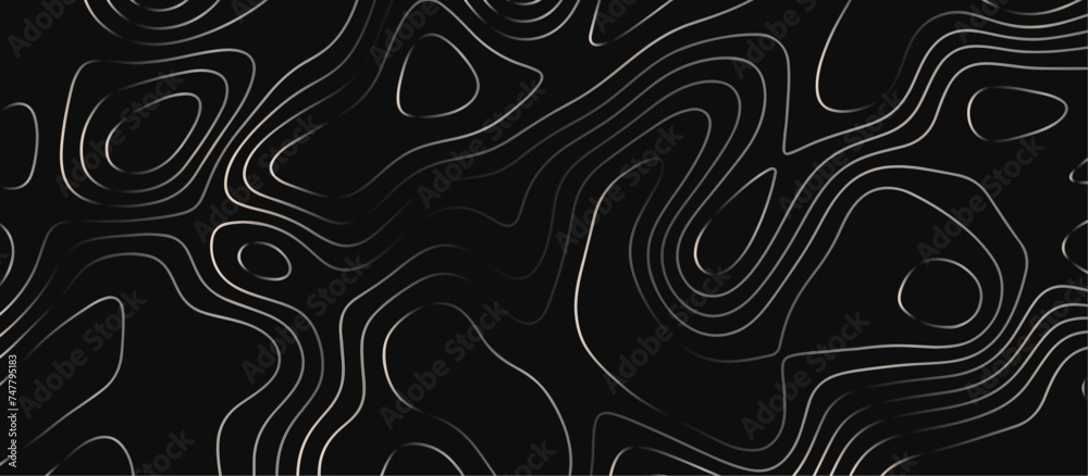 Abstract outline topographic contour map background. Dark texture ...
