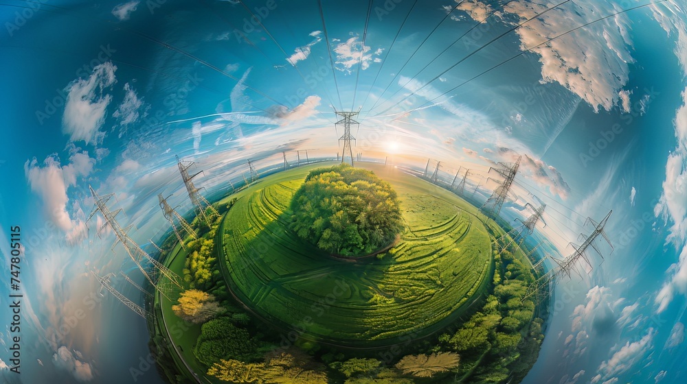 The green little planet transformation unfolds in a spherical panorama ...