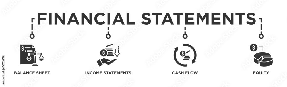 Financial statements banner web icon illustration concept with icon of ...