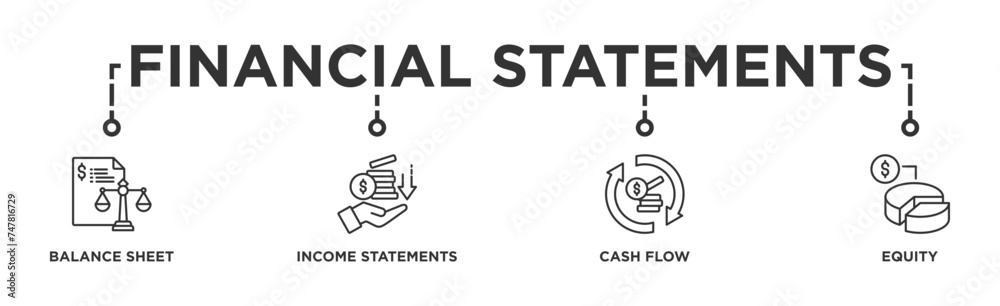 Financial statements banner web icon illustration concept with icon of ...