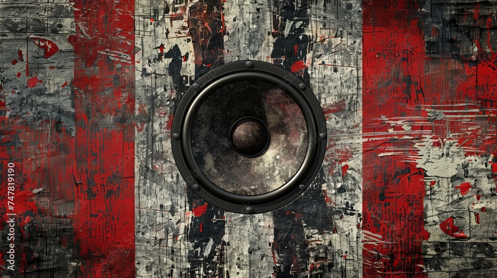 3D subwoofer with a symmetrical, simple background and a grunge texture ...