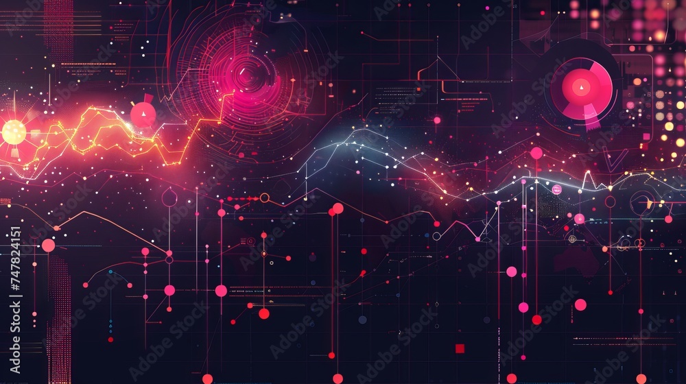 Report on big data analytics. Graph and chart infographic set against ...