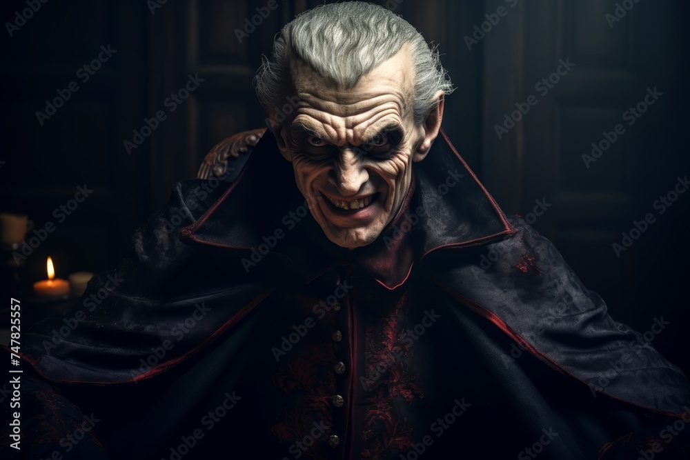 Vampire with gnarled features and sunken eyes, of Transylvanian descent ...